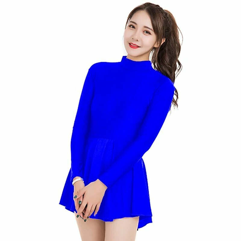 Синее балетное платье из спандекса, royal blue, XXL