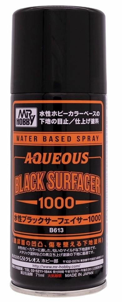 B-613 краска грунтовка в металлических баллончиках т. м. MR.HOBBY Mr. Aqueous Black Surfacer 1000 170мл.