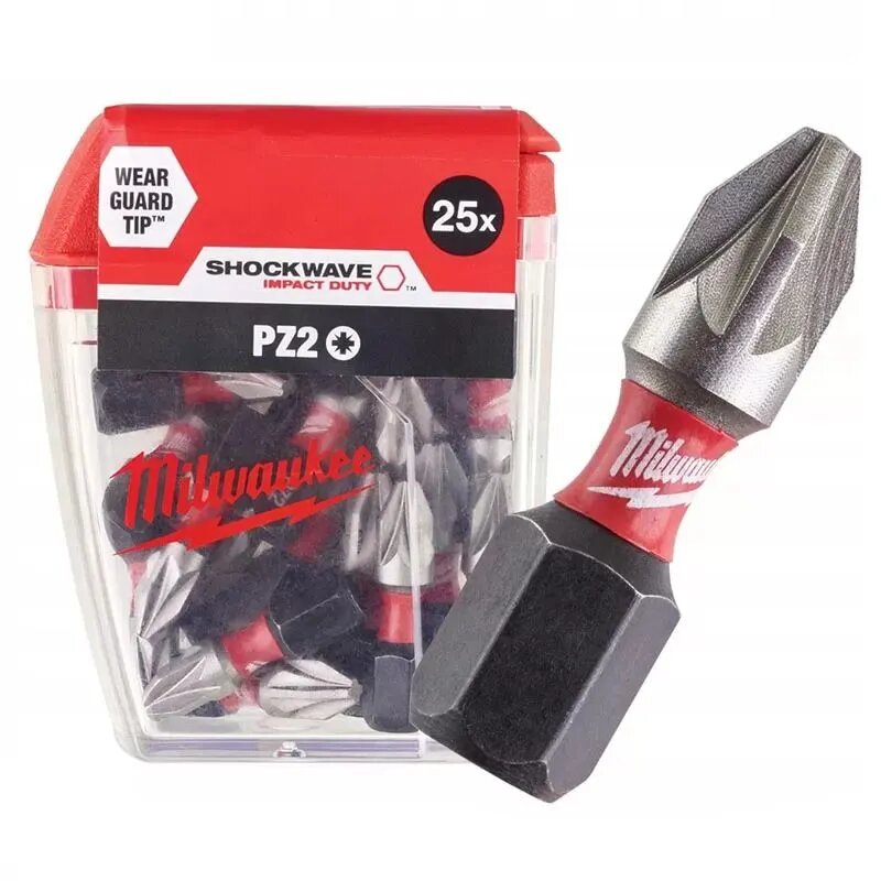 Набор бит Milwaukee Shockwave Impact Duty PZ2 25мм, 25шт, 4932430864