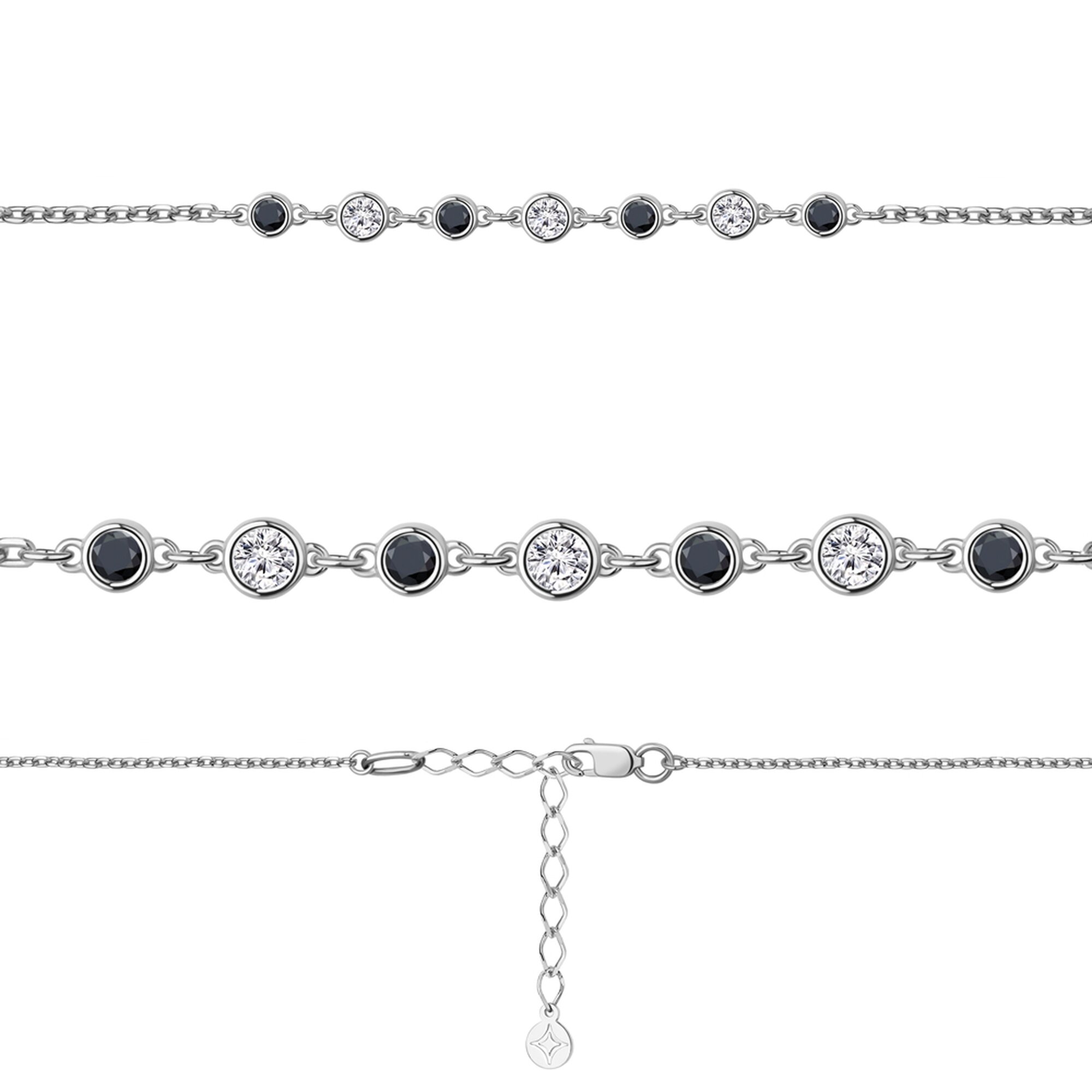 Браслет, серебро, 925 проба, родирование, кристалл, фианит