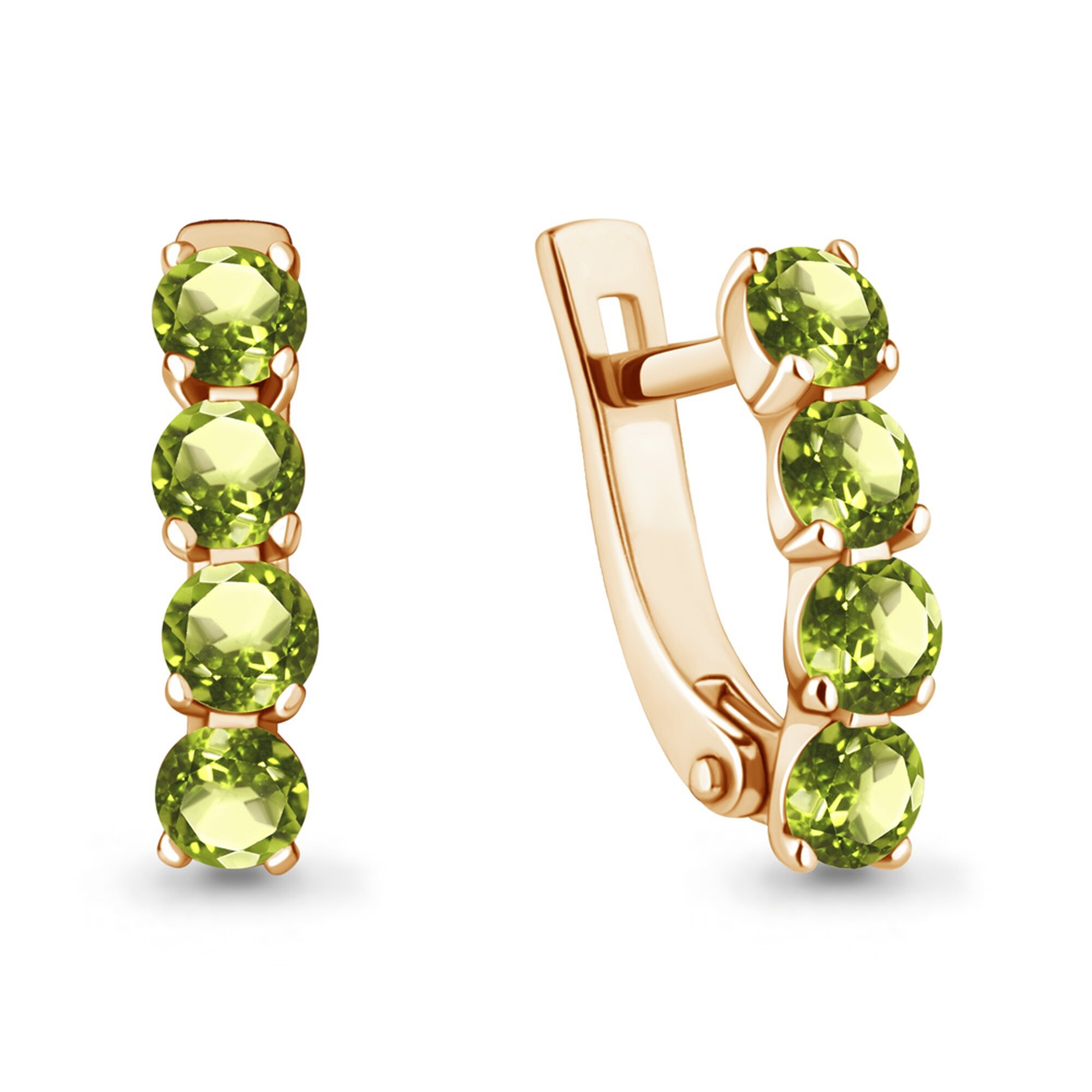 Серьги, серебро, 925 проба, золочение, хризолит