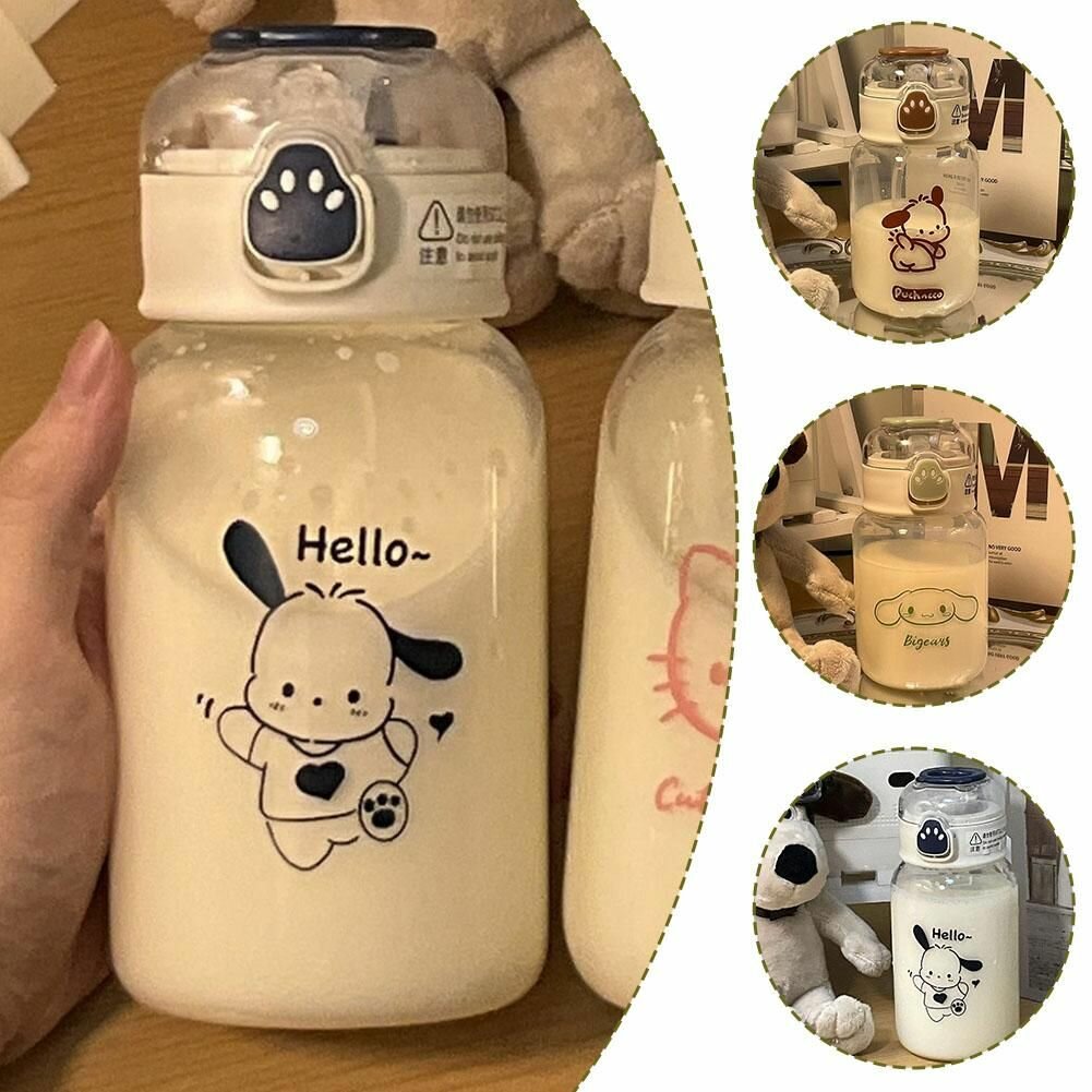 500 мл Прозрачная бутылка для воды, Бутылка для воды, Sanrio Anime, Kawaii, студенческий стаканчик с трубочкой, детский подарок