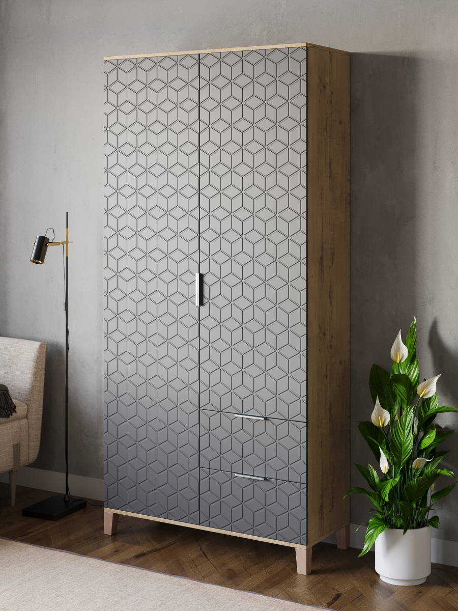 Шкаф для одежды распашной в прихожую двухстворчатый, в спальню, на балкон, в детскую Марвин - 3 Графит, 100х210х40 см