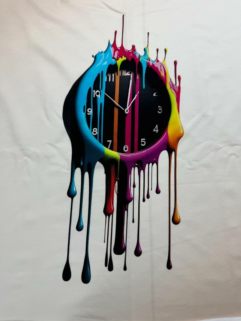 Ткань Футер 2-х нитка с диджитальным принтом Часы/ передняя полочка