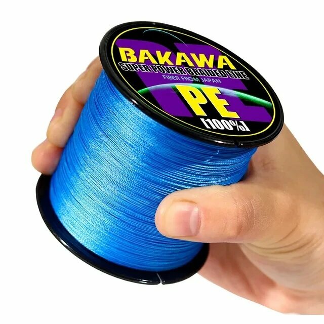 BAKAWA плетеные лески для карпа 4 нити 100/300/500/1000 м Синий, 300M 0.12mm 12LB, Blue
