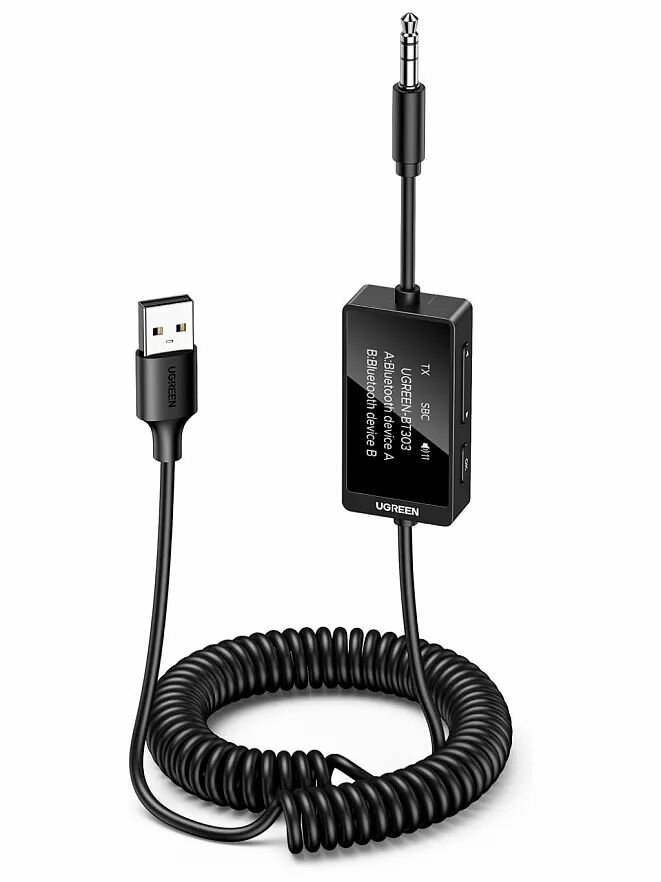 Адаптер Bluetooth приемник / передатчик UGREEN BT303 (45236) Bluetooth Audio Transmitter&Receiver с микрофоном. Цвет: черный.