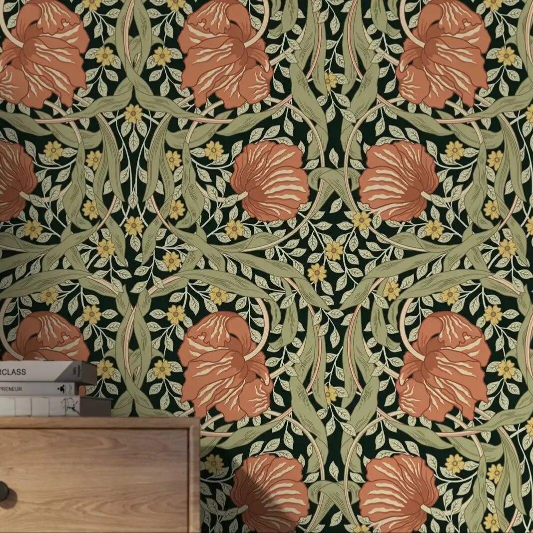 Винтажные бумажные обои Pixel&Wall с цветочным рисунком Peel and Stick, 50cm x 300cm
