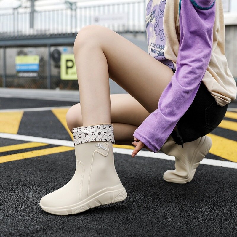 Модные короткие резиновые сапоги Chelsea, универсальные резиновые сапоги для женщин, ботинки Martin, нескользящие водные сапоги, резиновые сапоги для взрослых, полусапожки