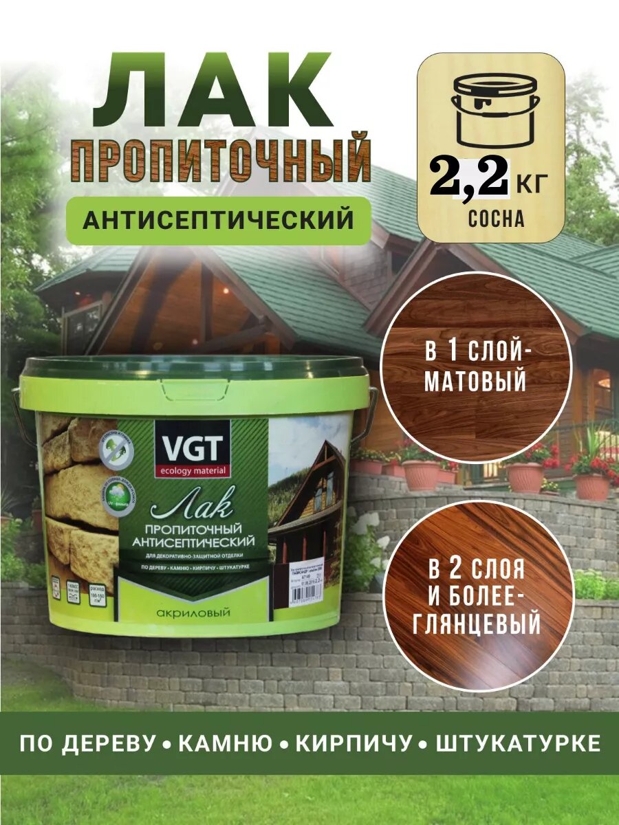 Лак для дерева матовый акриловый 2,2 кг