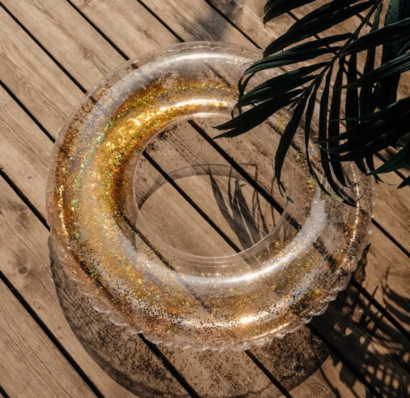 Круг для плавания с блестками (золото) 90 см, 12+, Dans, арт. 959005