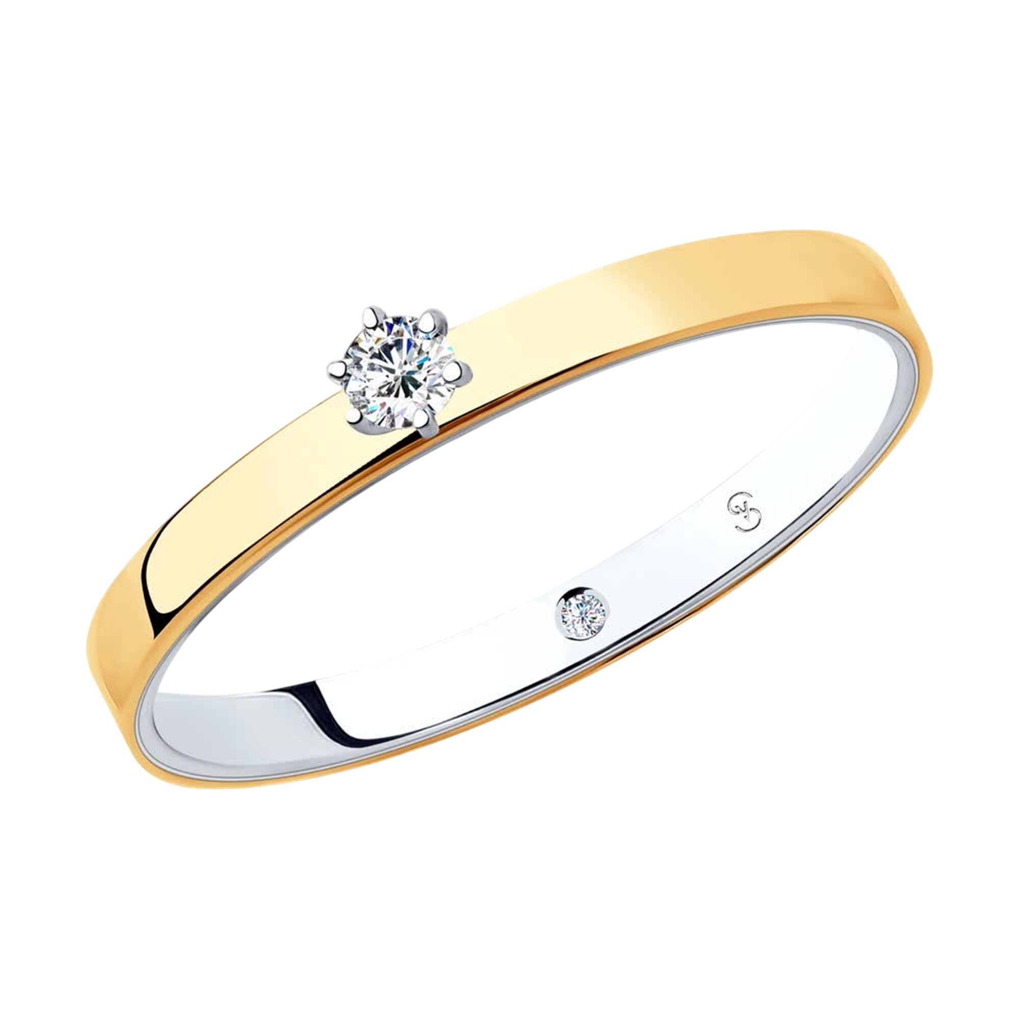 Кольцо помолвочное, красное золото, 585 проба, бриллиант