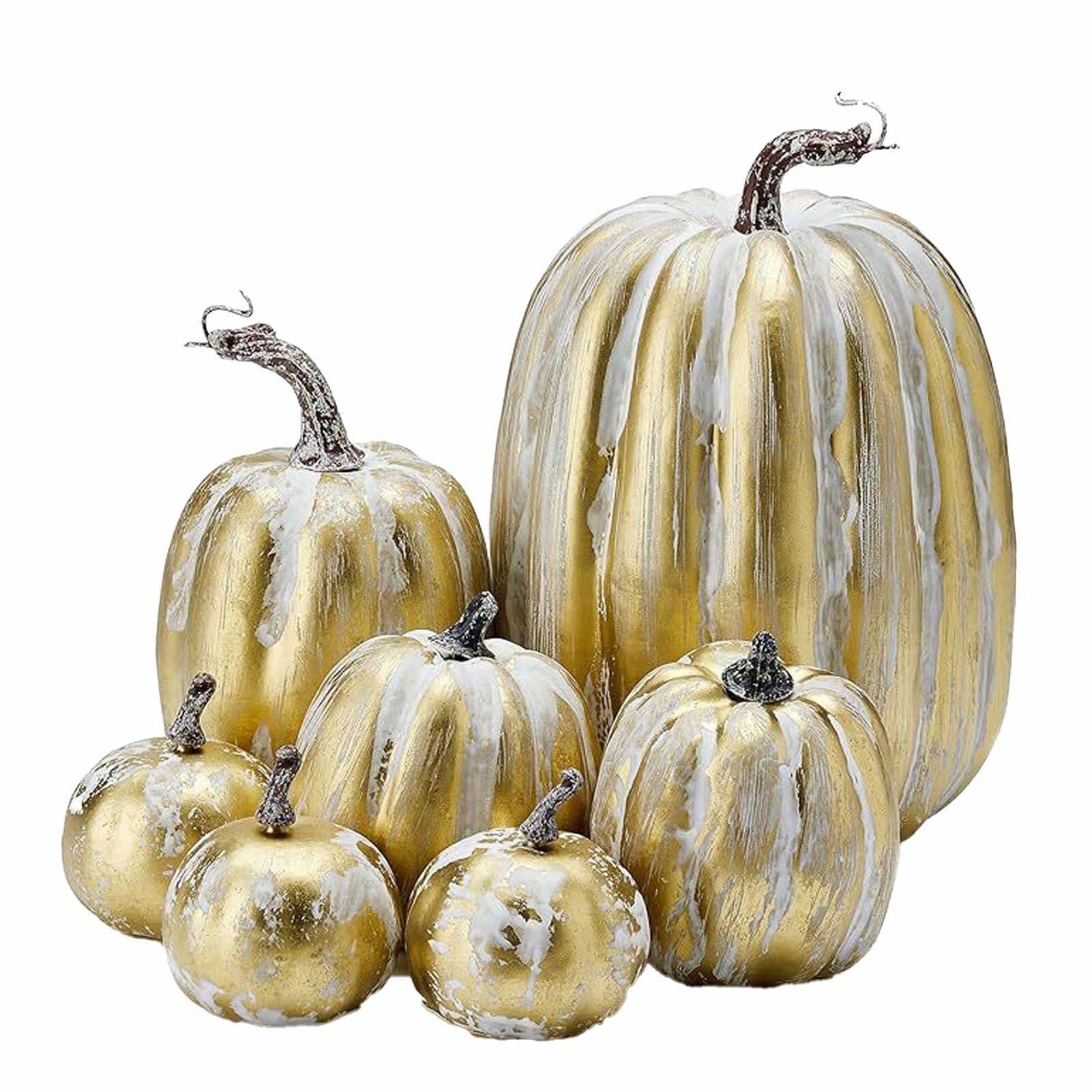 7 глянцевых тыкв из пенопласта (желтое золото)