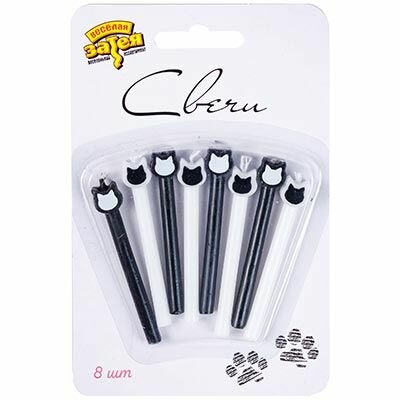 Набор свечей для торта весёлая затея Котики, черные, 6 см, 8 шт