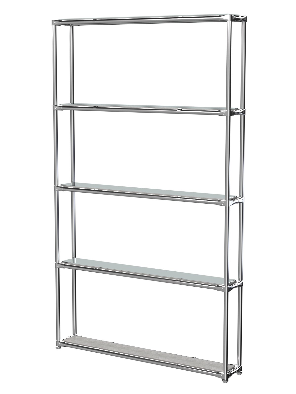 Торговый хромированный стеллаж с зеркальными полками №2, Метрополитан Грей