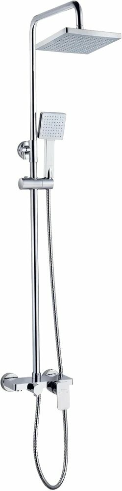 Душевая стойка BOOU B7060SB-39 со смесителем, хром, глянцевая, с тропическим душем, с лейкой, душевая система, латунная, рычаг сбоку