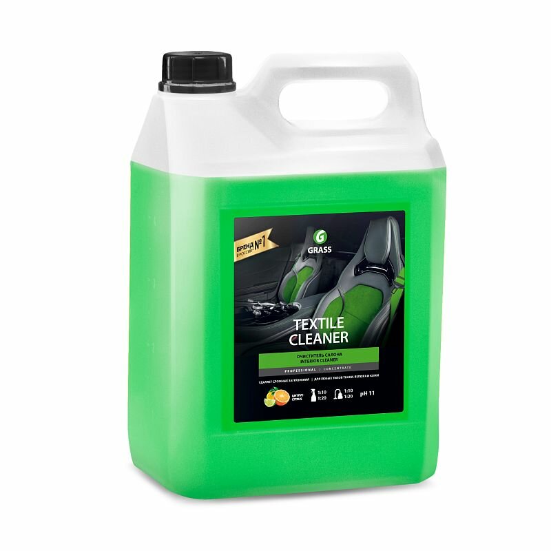 Очиститель салона GRASS "Textile Cleaner", для всех поверхностей, пятновыводитель, 5 л