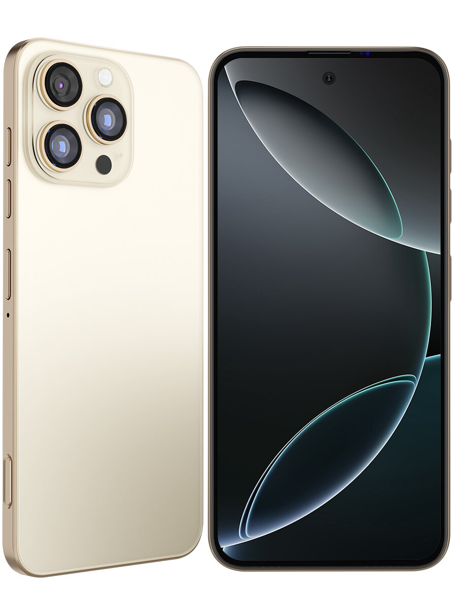 Мобильный телефон смартфон 16promax 6/128 ГБ RU, Dual nano SIM, Android 14, Золотой