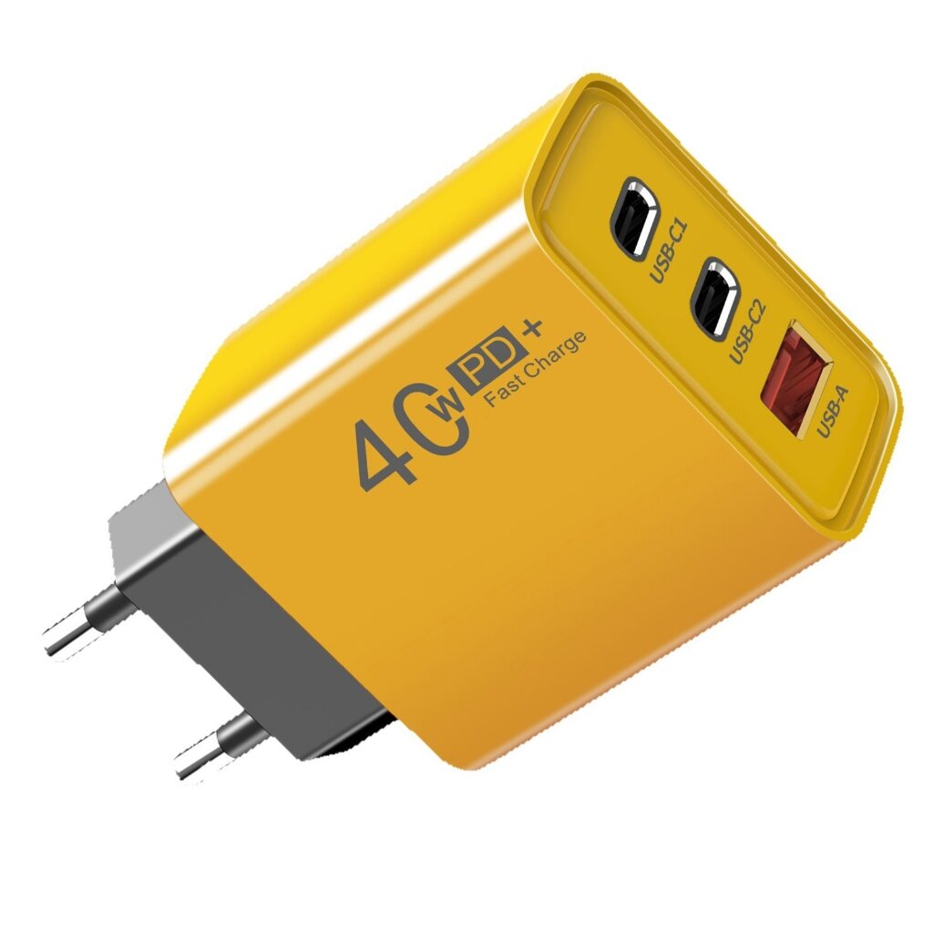 Зарядное устройство с многопортовым разъемом USB + TYPEC мощностью 40 Вт европейского стандарта
