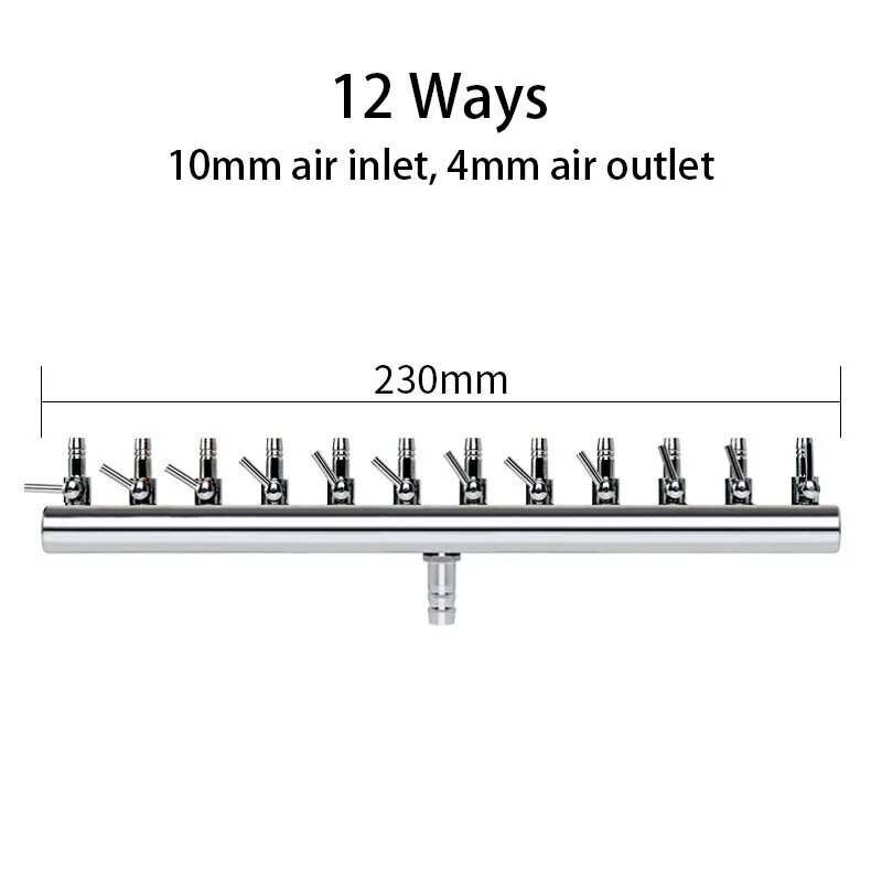 2/4/6/8/10/12 способов из нержавеющей стали, аквариумный воздушный разветвитель, распределитель, насосные клапаны, аквариумный разветвитель воздушного потока, управление, 12 Ways