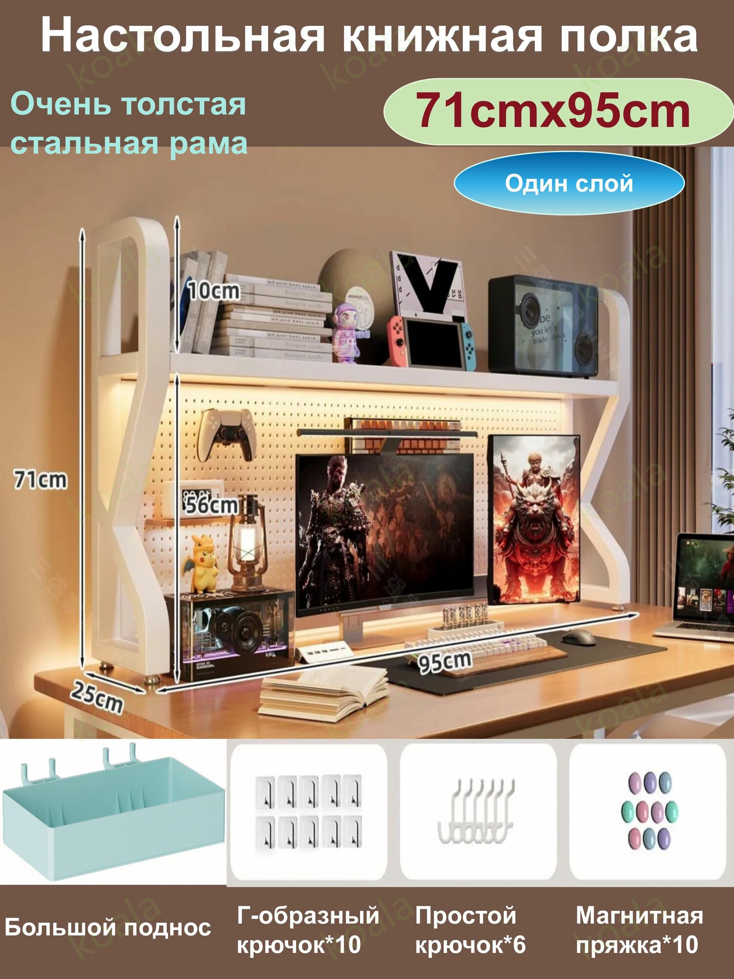 Удлинитель столешницы, прямой, Белый, 95x20x71 см