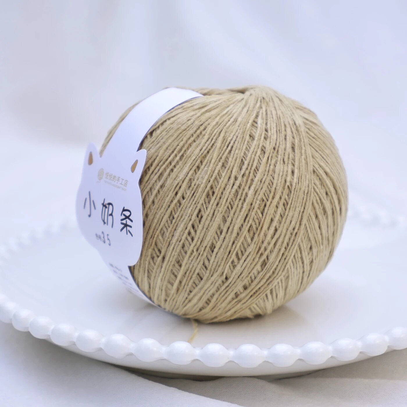 Матовая синель пряжа для вязания 40г Бежевый, 35-40g