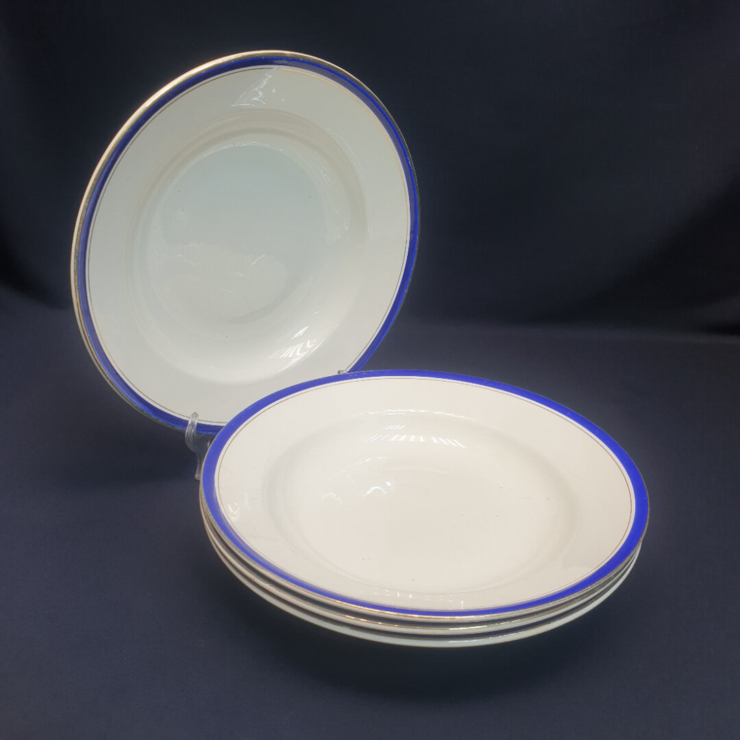 Набор из 5 десертных тарелок , фарфор позолота 24 см, винтаж СССР