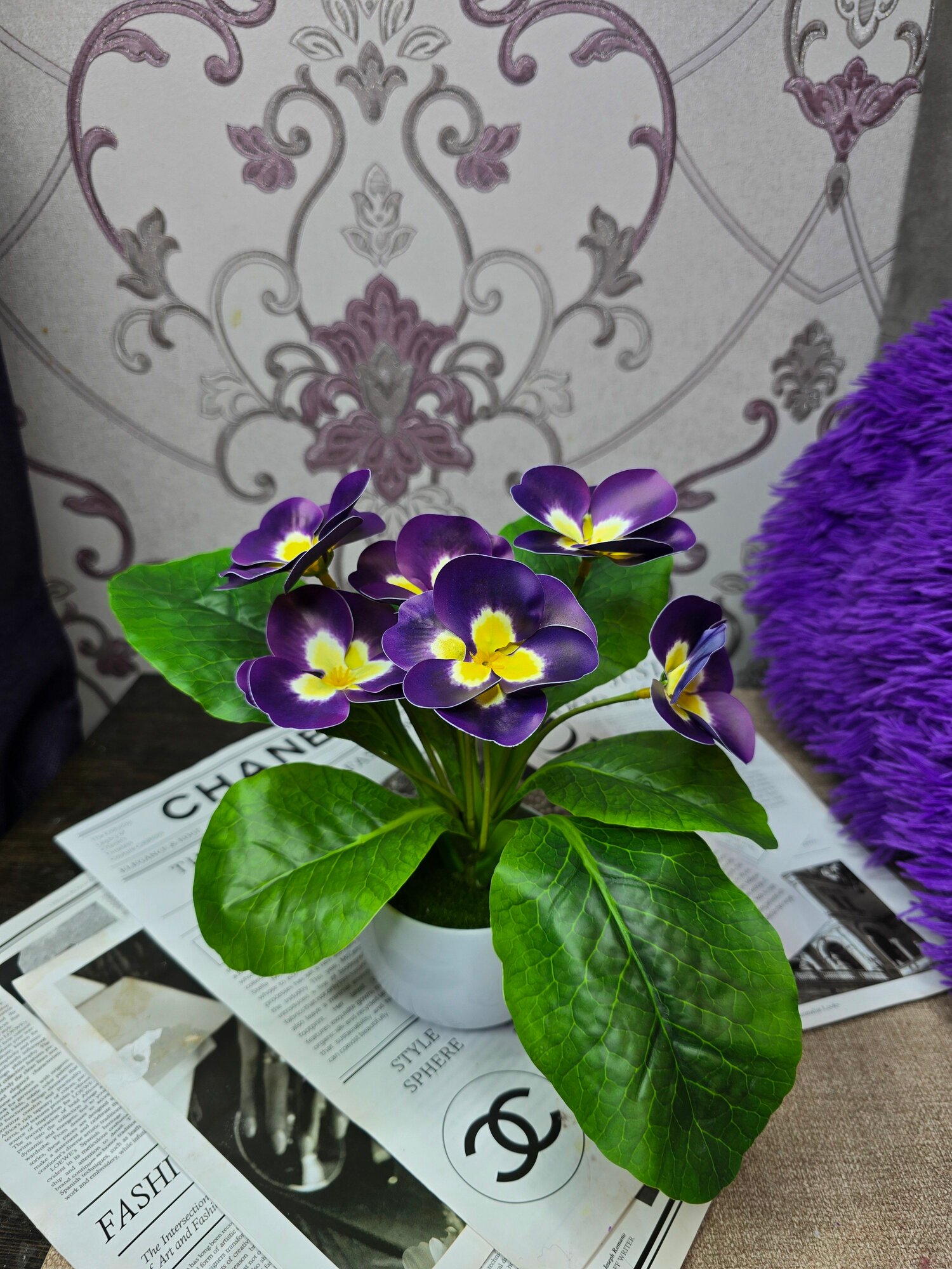 Искусственные цветы Holodilova, анютины глазки, в горшке, 20 см