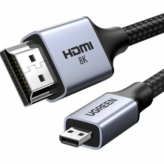 Кабель Ugreen HD164 Micro HDMI - HDMI 8K, 2м, темно-серый(15517)
