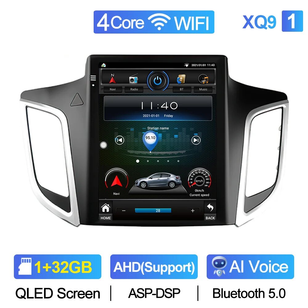 Автомагнитола XIMA XV6 для Hyundai Creta IX25 2015-2019, мультимедийный видеоплеер на платформе Android, GPS-навигатор в стиле Тесла XQ9(1-32GB)-0