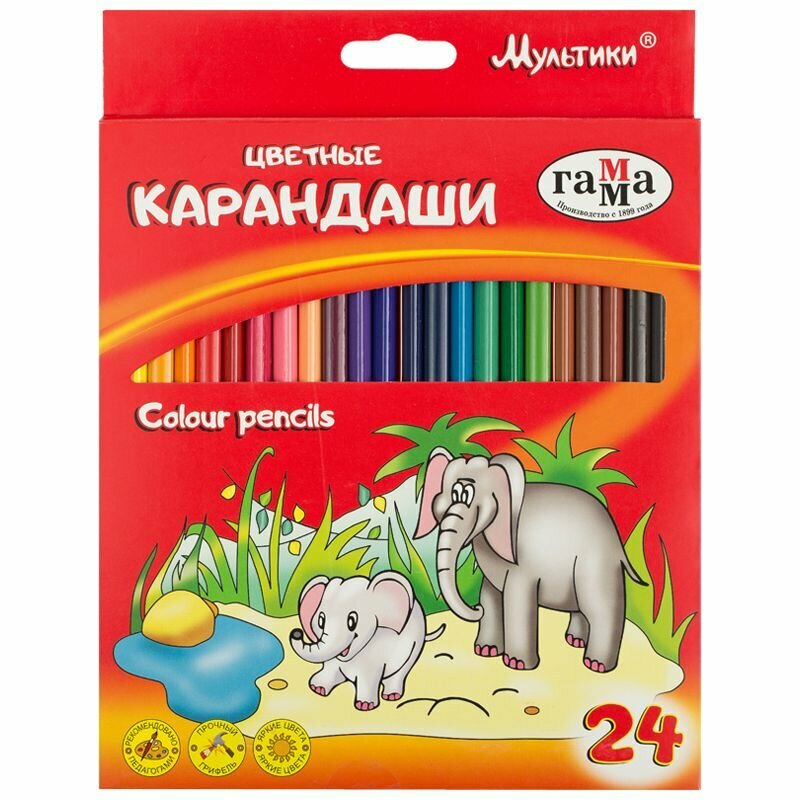 Набор карандашей цветных трехгр. дерев. 24шт. Гамма