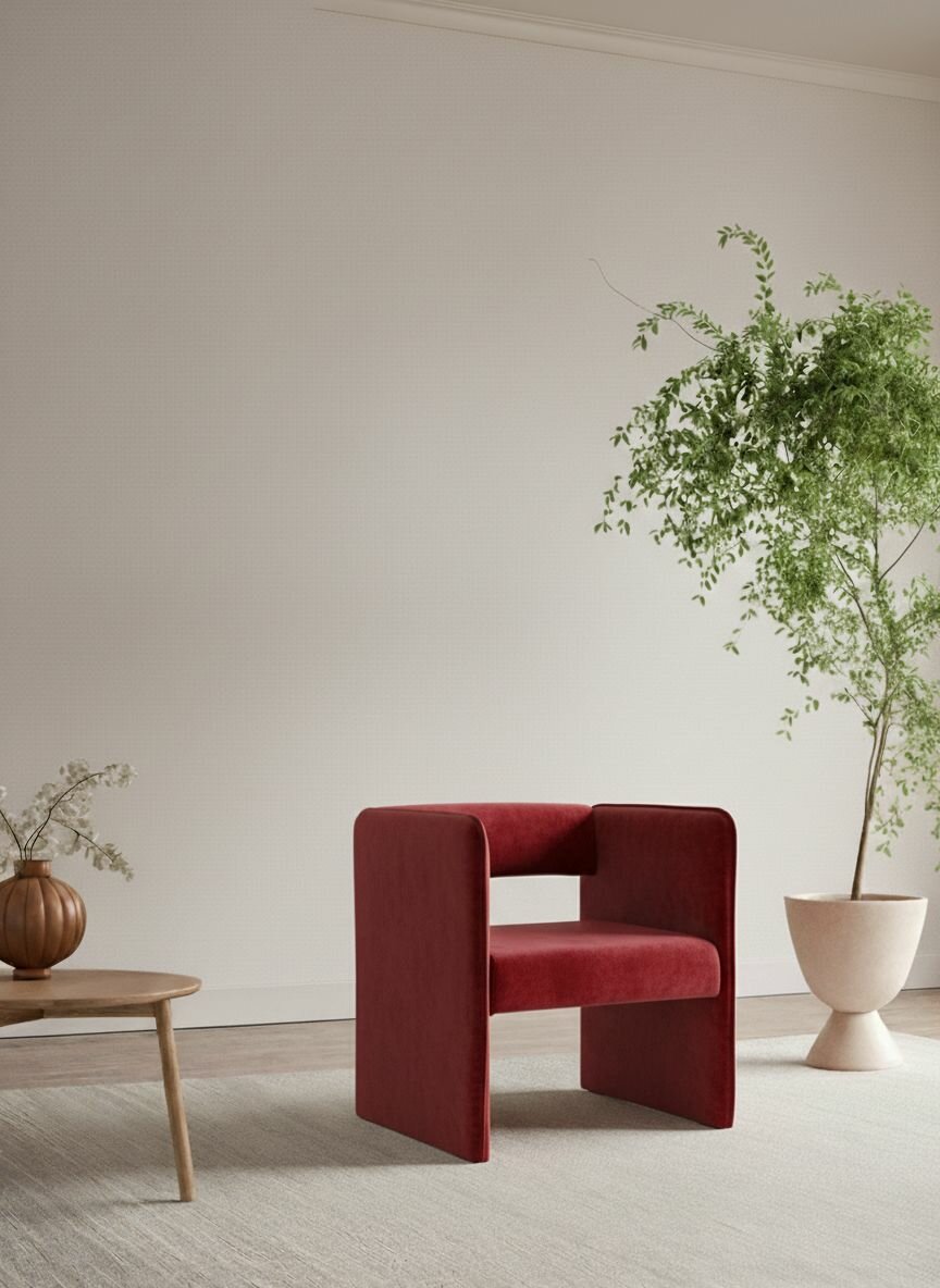 Кресло Меркурий с подлокотниками красный велюр в офис, дом, салон красоты, прихожую, гостиную, в зону ожидания.