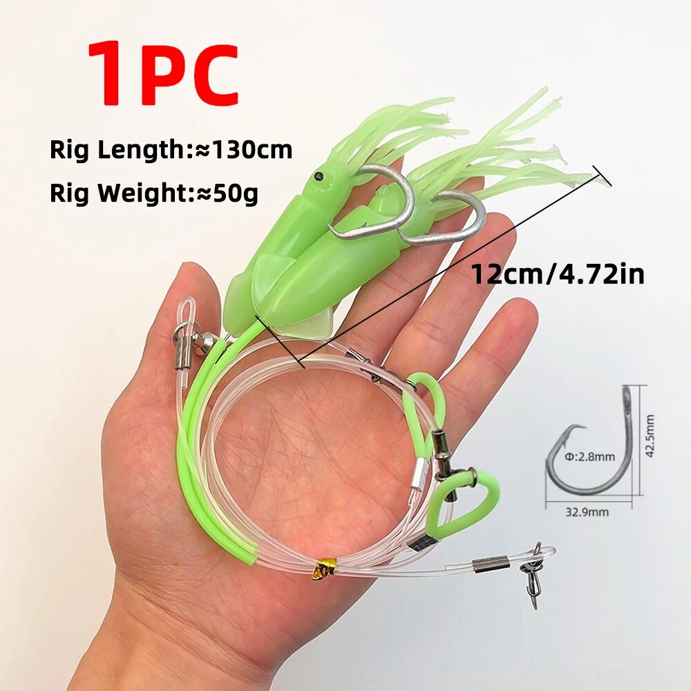 Оснастка для рыбалки на осьминога, 130см, 50г, 12cm lure rig