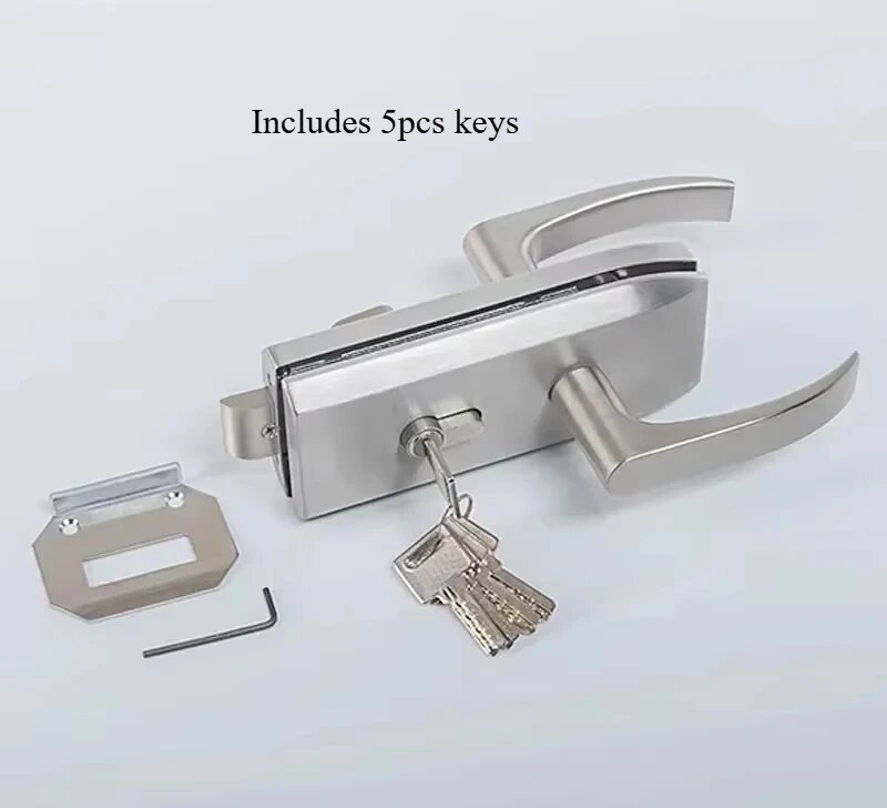 Дверной замок STURDY HANDS для стеклянных дверей Silver--B02