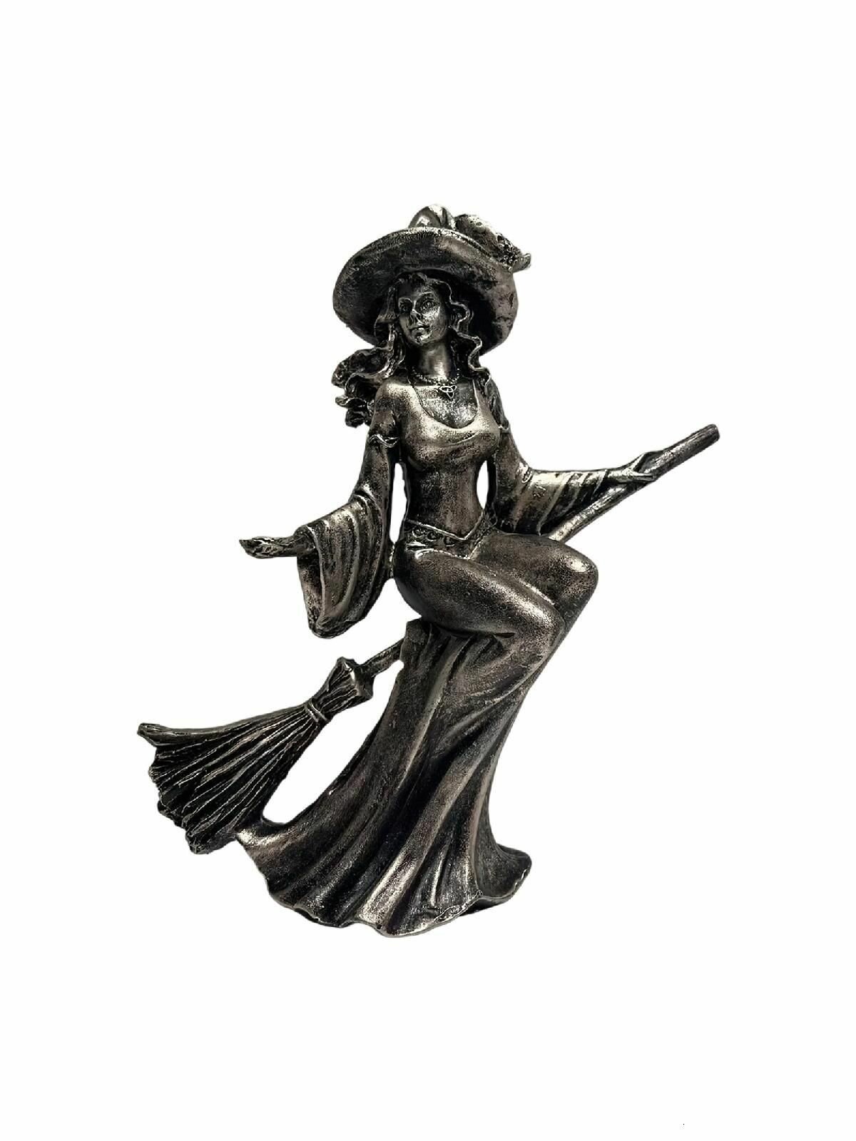 Статуэтка, Статуя Готической Ведьмы-Украшение В виде Ведьминой Метлы Из Смолы С Луной и Пятиконечной Звездой-L-Серебристый