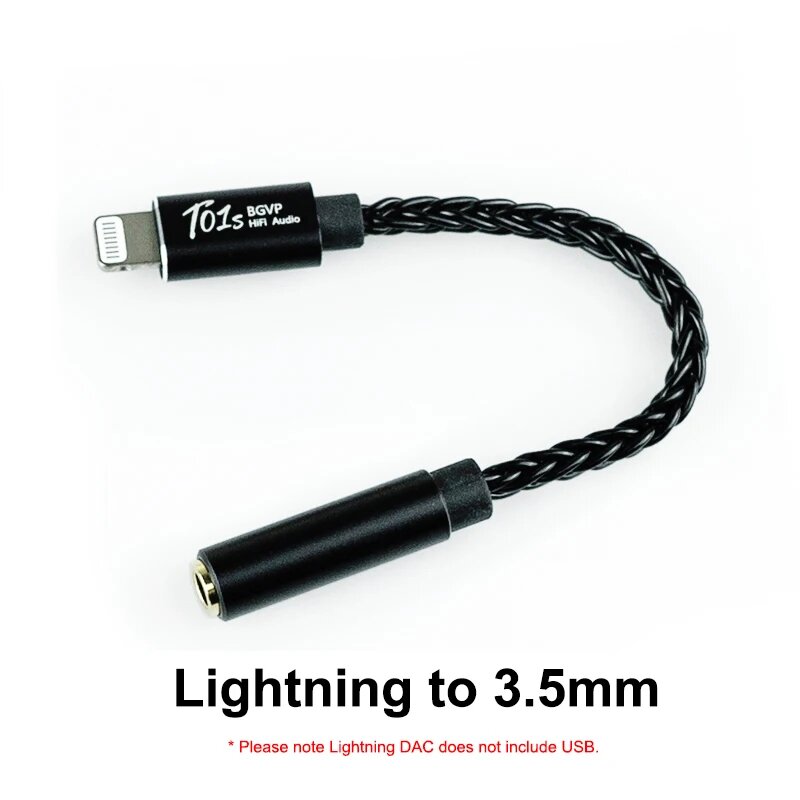 BGVP T01s USB DAC AMP адаптер Type-C/Lightning для наушников T01s(Lightning)3.5mm