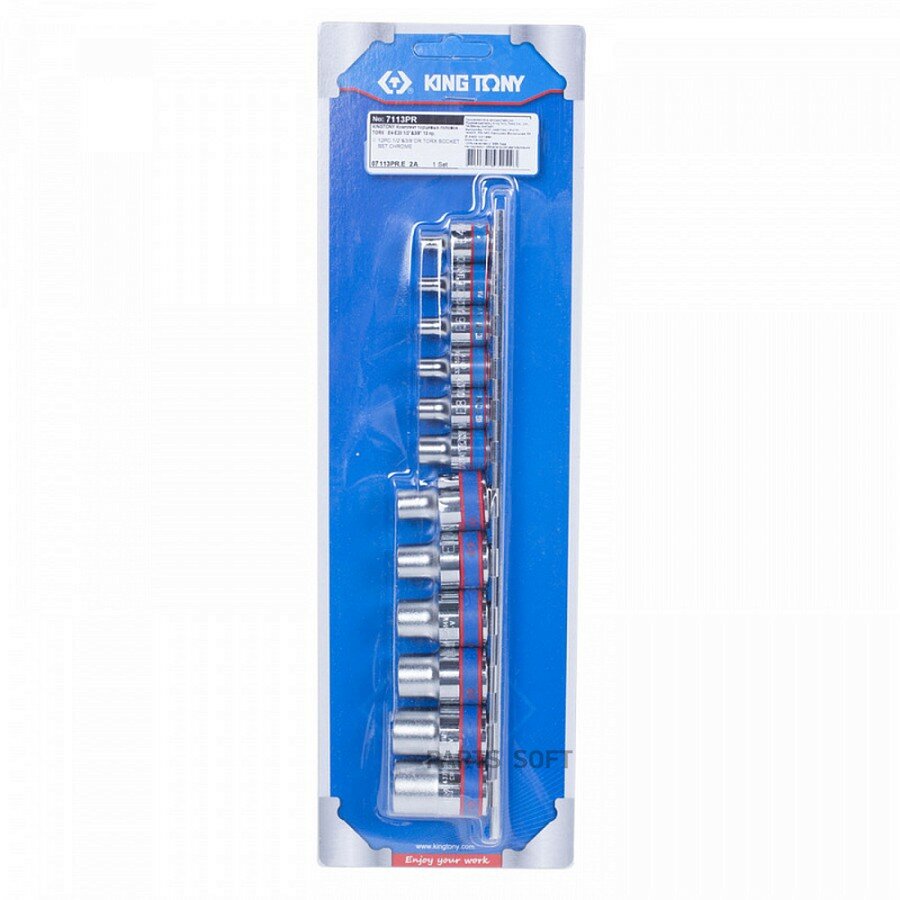 Набор торцевых головок 3/8 , 1/2 , TORX Е-стандарт, E4-E20, 12 предметов KING TONY 7113PR от официального дистрибьютора, KING TONY, артикул 7113PR