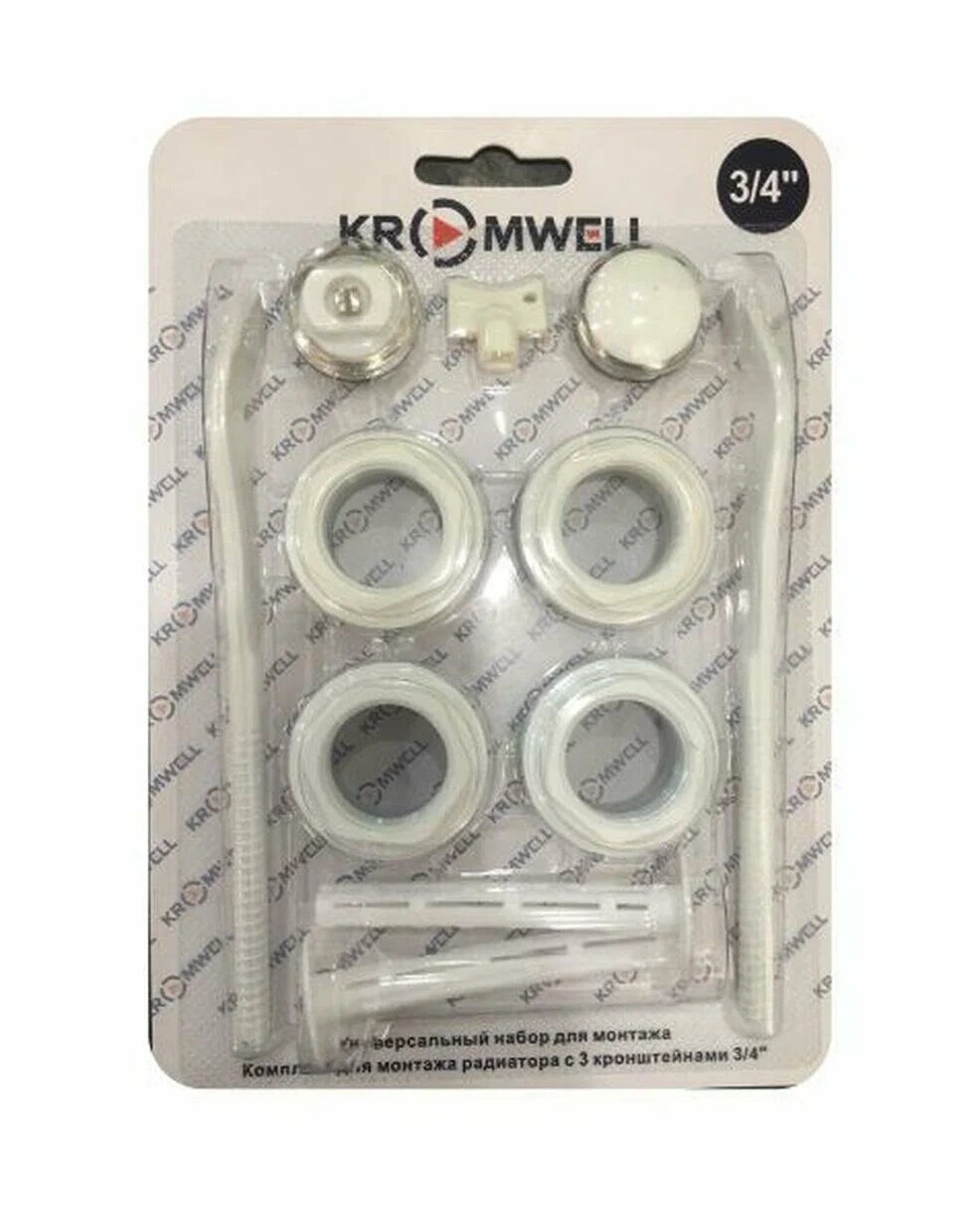 Монтажный комплект KROMWELL, латунь, с 2 кронштейнами, подключение 3/4, белый