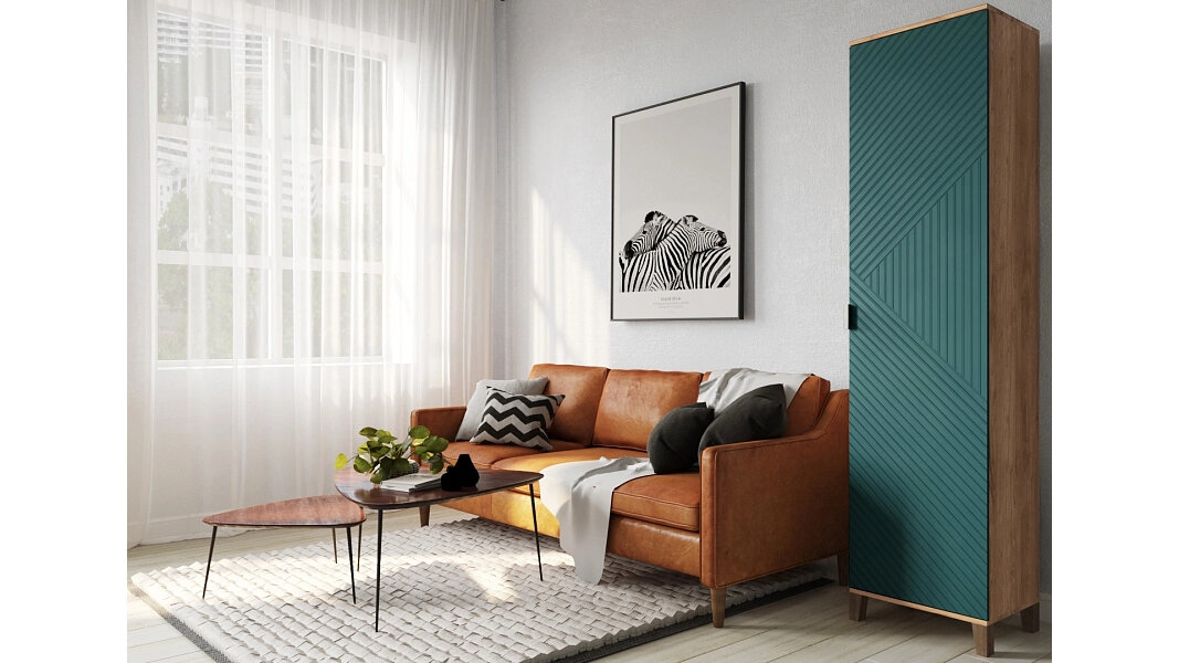 Распашной шкаф Марвин Йорк 1 МДФ NEW 50x40x210 см, Фиеста