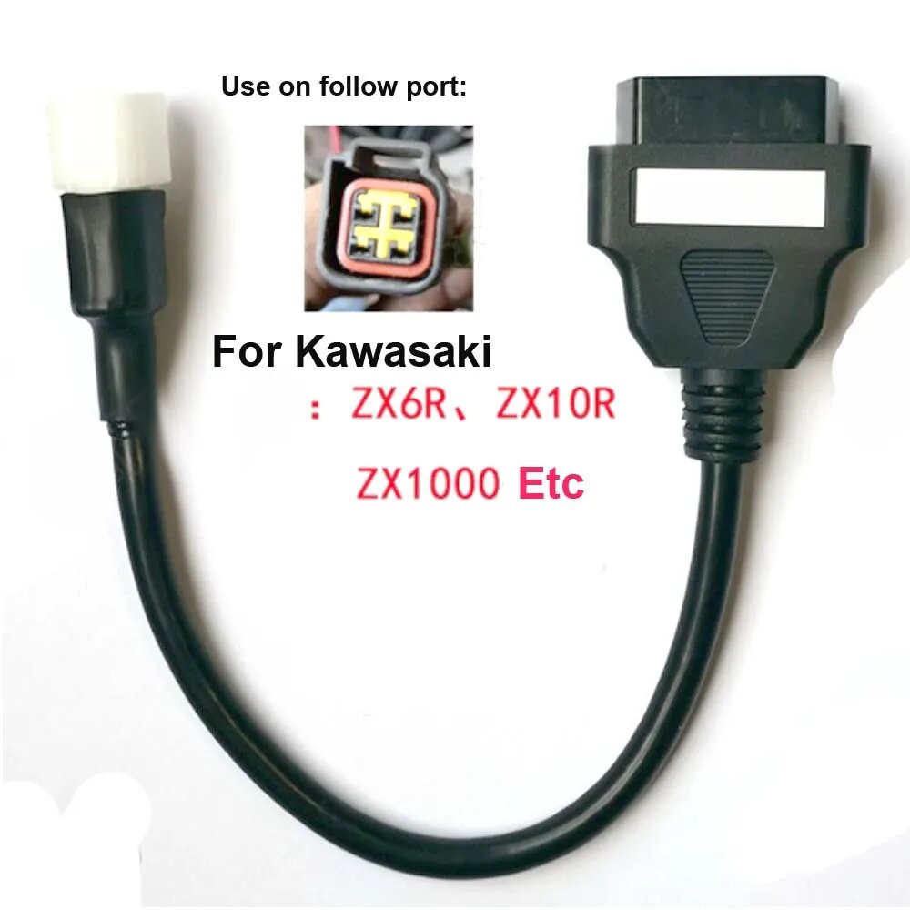 OBD2 кабель для Kawasaki Z/Ninja ZX6R/ZX10R/ZX1000, Color: for Kawasaki C