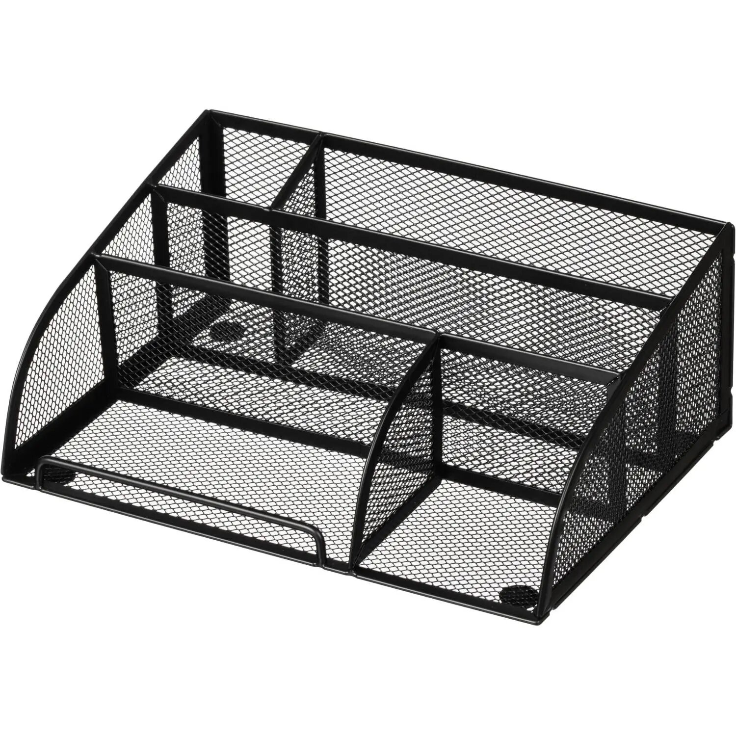 Подставка-органайзер д/канц. мелочей Комус 5отд мет сетка 255х180х105мм черн
