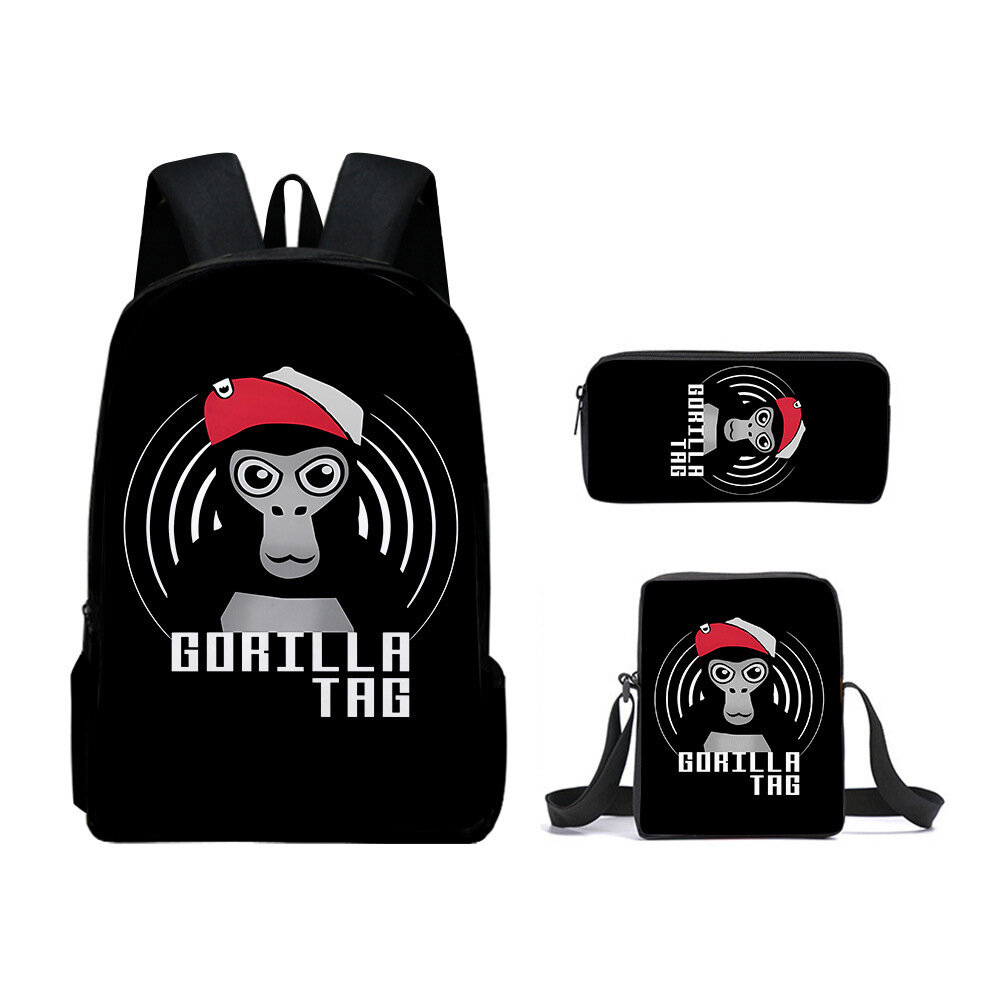 3D новый игровой рюкзак Gorilla Gorilla Tag, школьная сумка, рюкзак, сумка-карандаш, набор из трех предметов с принтом