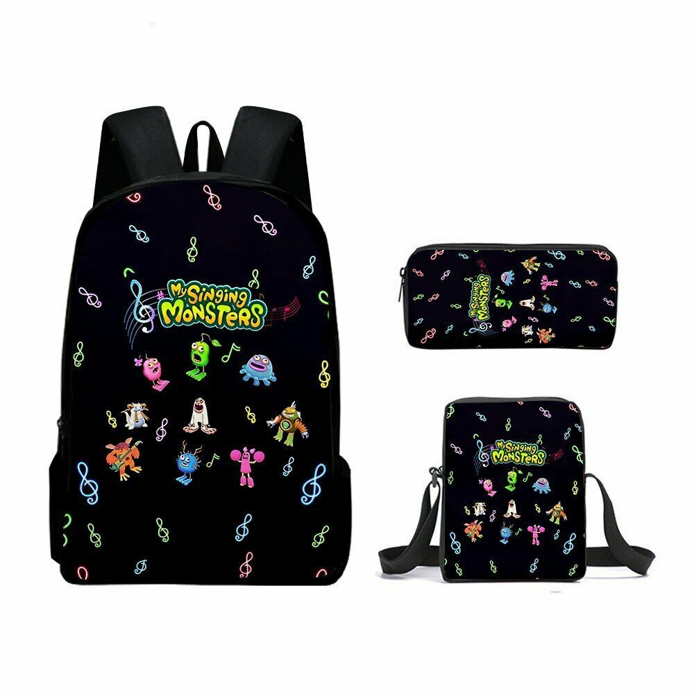Концертная сумка My Sing Monsters Monster, рюкзак с героями мультфильмов, сумка на плечо, пенал, набор из трех предметов