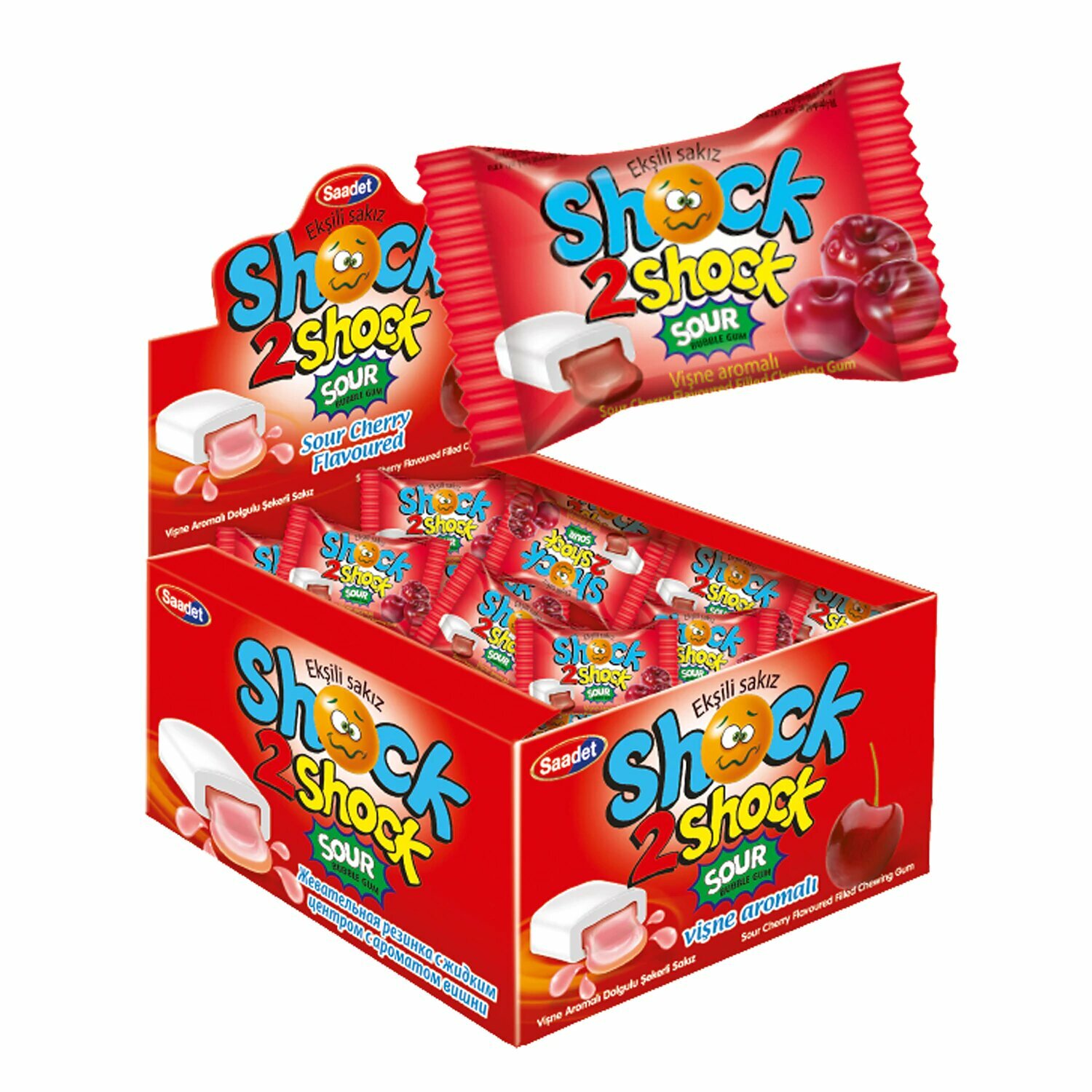 Жевательная резинка "SHOCK 2 SHOCK" вишня, 4 г, 100шт.