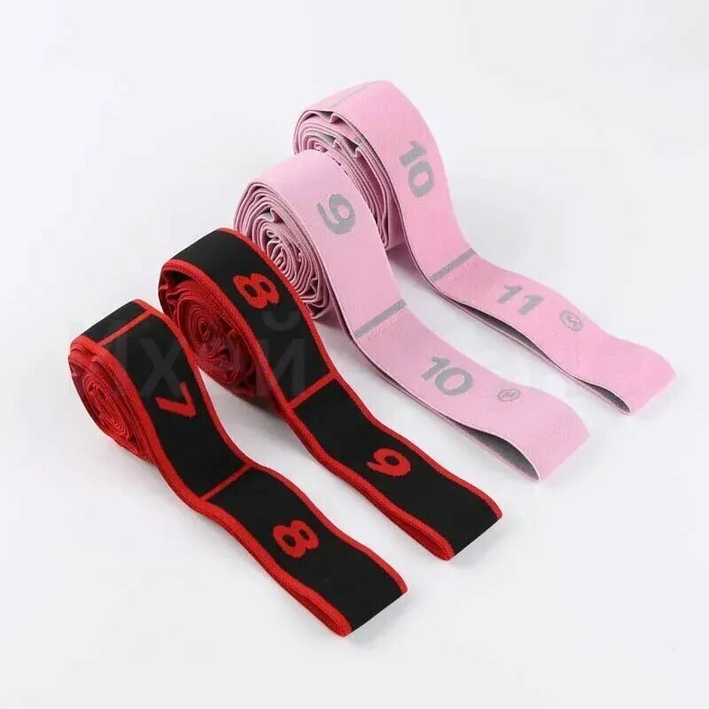 Фитнес резинка для растяжки с захватами. Эспандер лента для всего тела. Цифровая резинка для гимнастики, цвет черный, сиреневый.