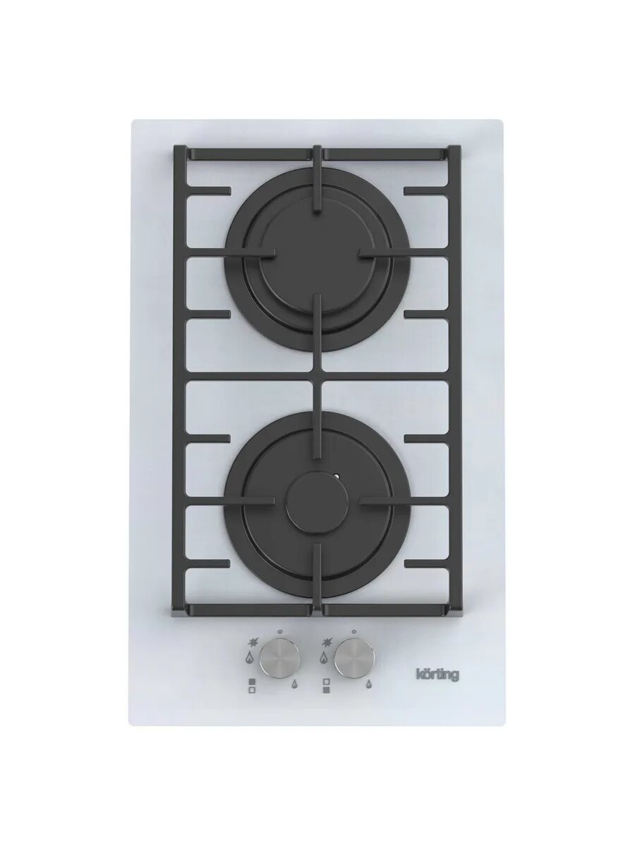 Газовая панель Korting HGG 3825CW, белая, закаленное стекло, 2 газовые конфорки