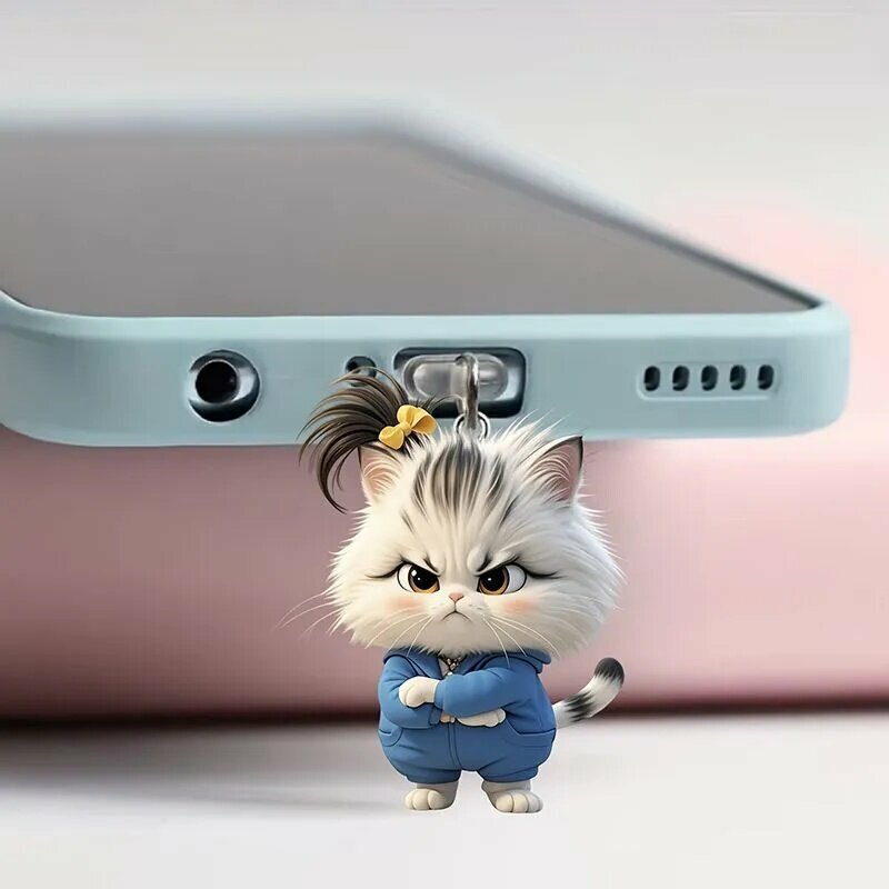 Заглушка для пыли "Сердитый котенок", для iPhone, от пыли и грязи
