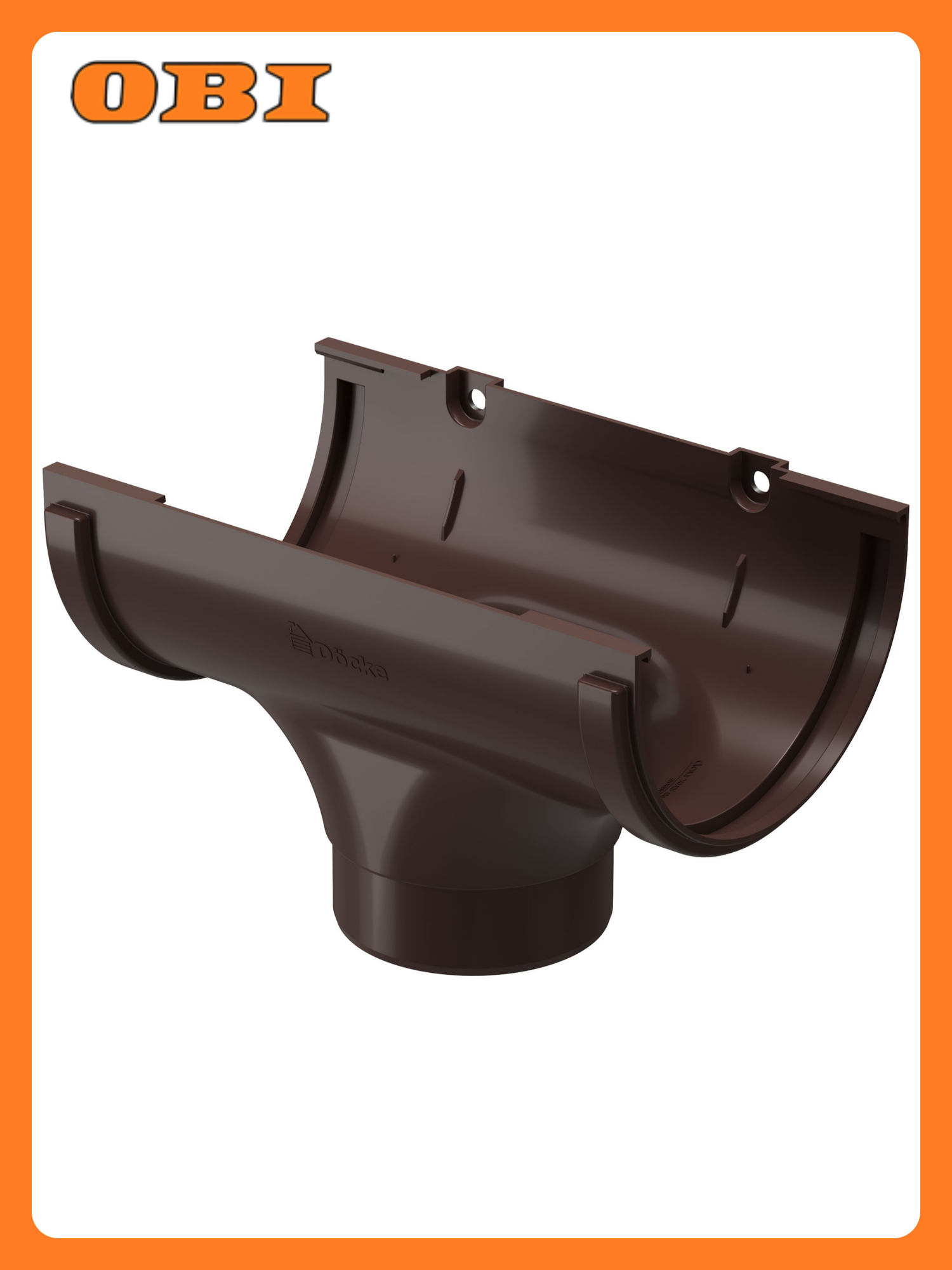 Воронка водосточная DOCKE, ПВХ, выпускная, диаметр 120 мм, коричневая