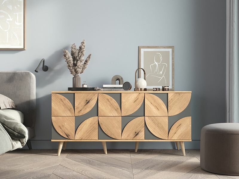 Тумба ТВ с ящиками "Невада" 139х64,8х50 Серый графит