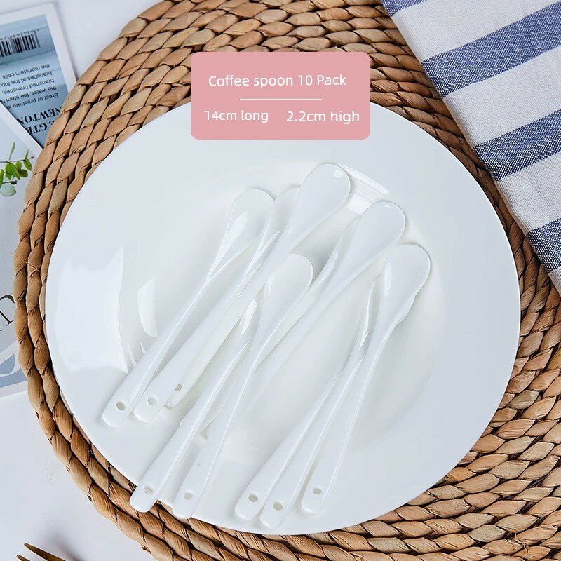 Набор из 10 ложек, костяной фарфор из Цзиндэчжэня, бытовые ложки, суповые ложки, керамические ложки для перемешивания,