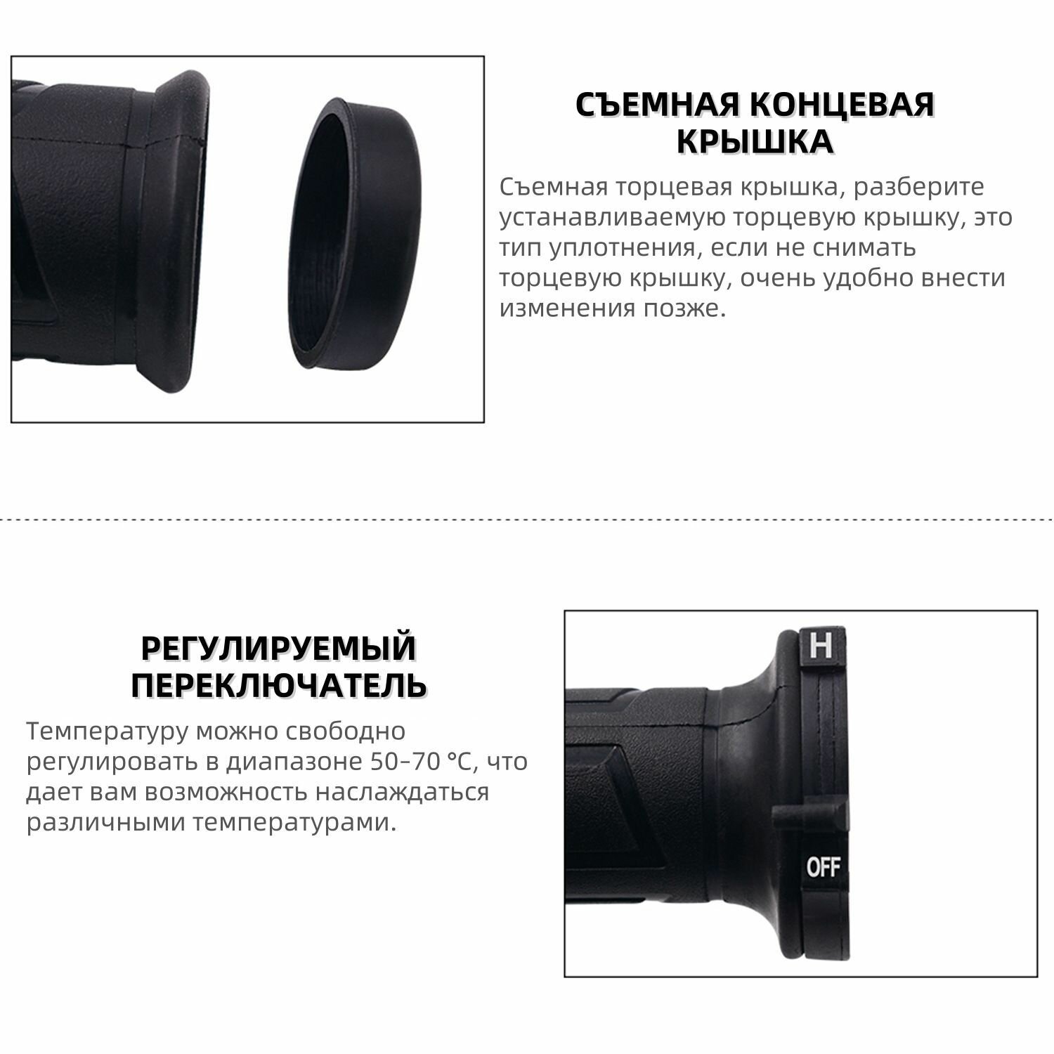 Грипсы с подогревом для мотоцикла, снегохода, квадроцикла / Теплые ручки с плавной регулировкой подогрева